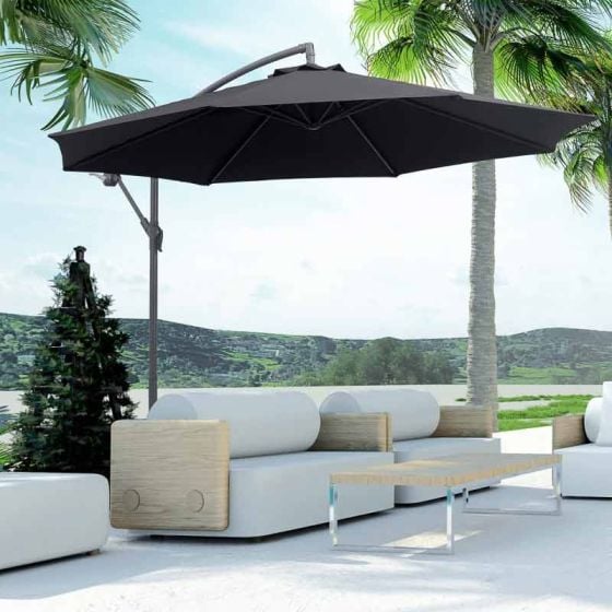 Outsunny 3m Banana Parasol Black 01 0217